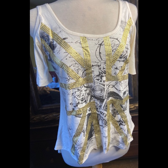 BONGO | Tops | Bongo Top Open Shoulder With Gold Detail | Poshmark